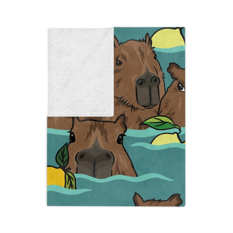 Capybara Blanket Capy Chilling in Yuzu Bath Lemon Orange - Etsy