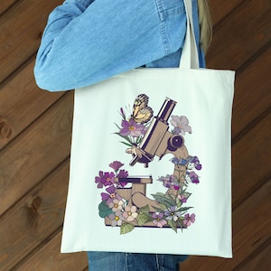 Microbiology Tote Bag, Microscope Canvas Tote for Microbiologist ...
