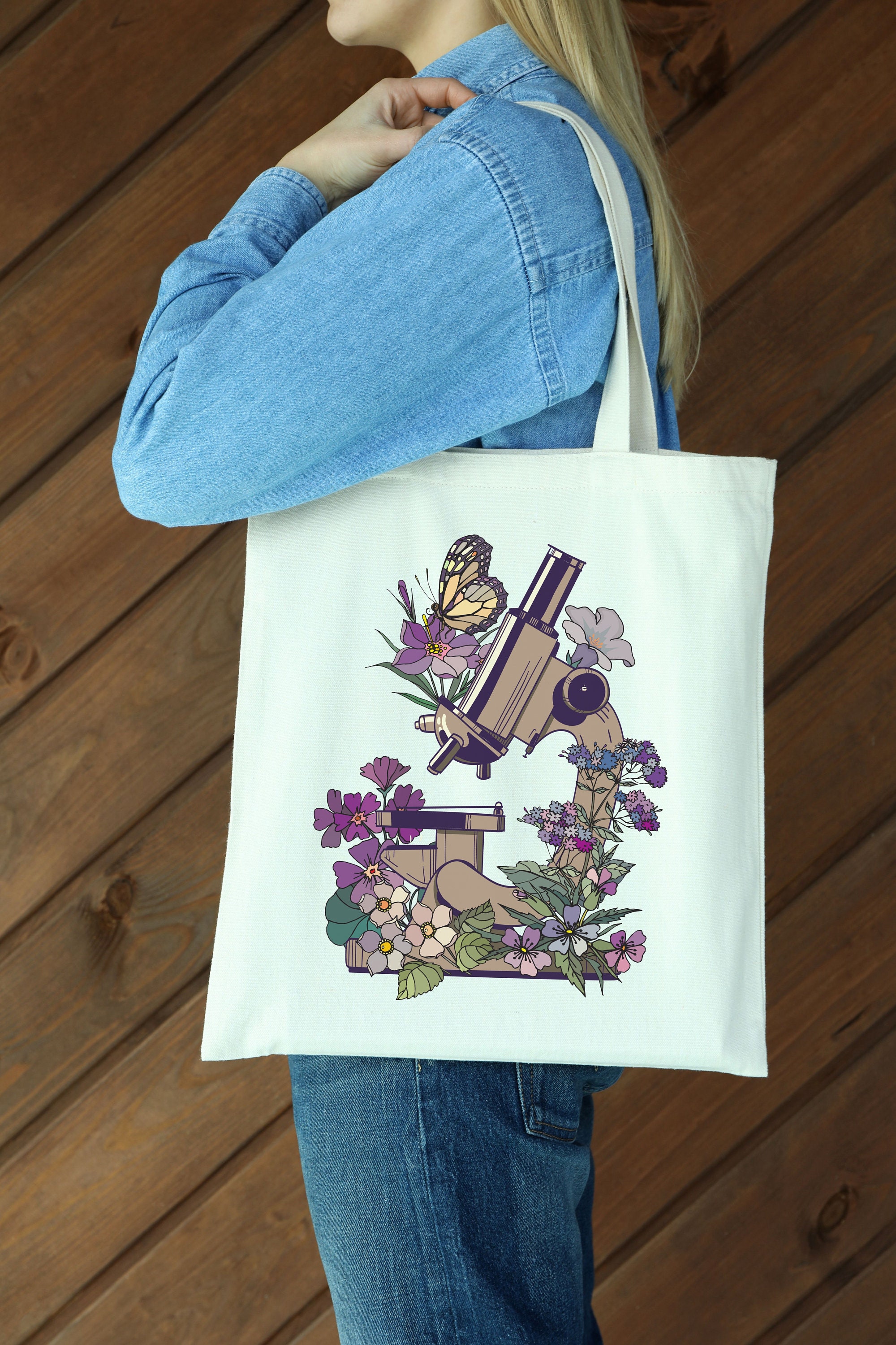Microbiology Tote Bag, Microscope Canvas Tote for Microbiologist ...