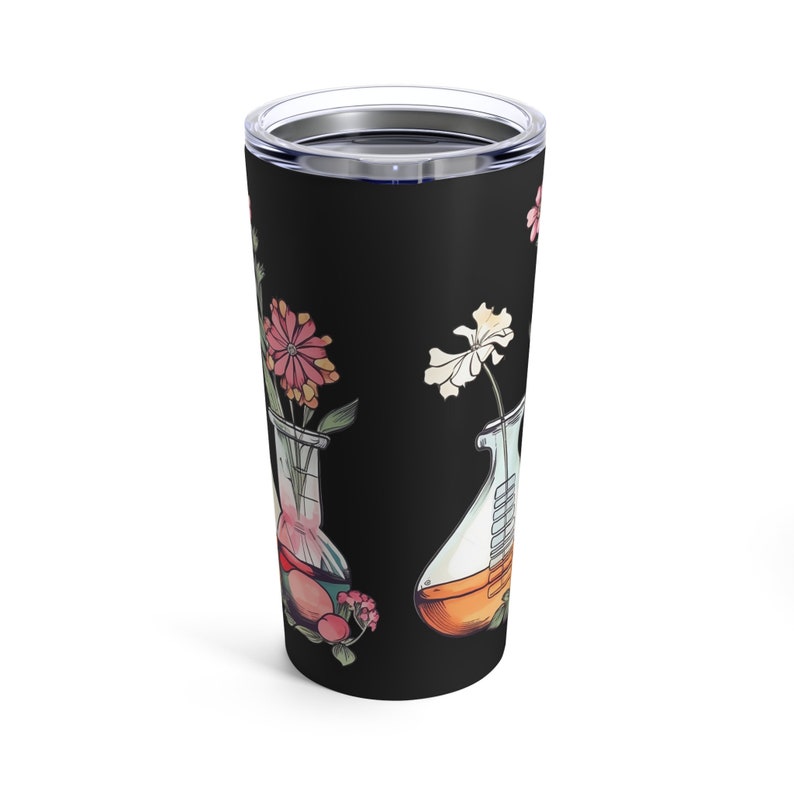 Chemistry Floral Beakers Tumbler 20oz, Laboratory Scientist Travel Mug ...
