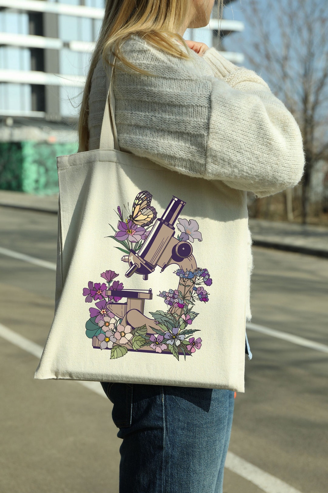 Microbiology Tote Bag, Microscope Canvas Tote for Microbiologist ...