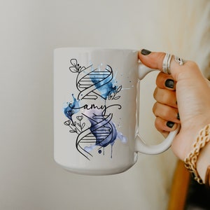 Personalized DNA Mug, Molecular Biology Genetics Coffee Mug, MLT Medical Lab Custom Biochemistry ...