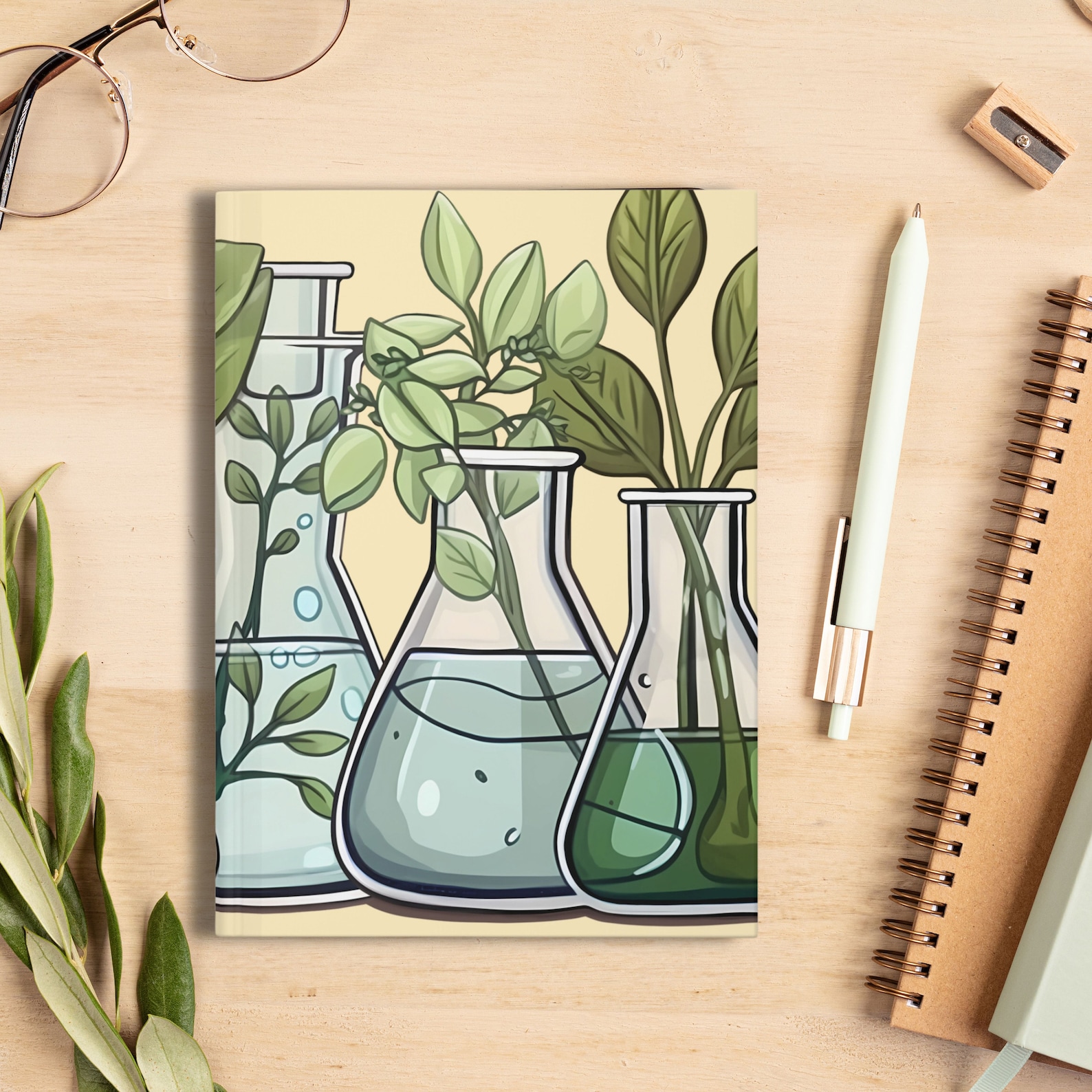 Floral Beakers Biology Chemistry Equipment Journal, Laboratory ...
