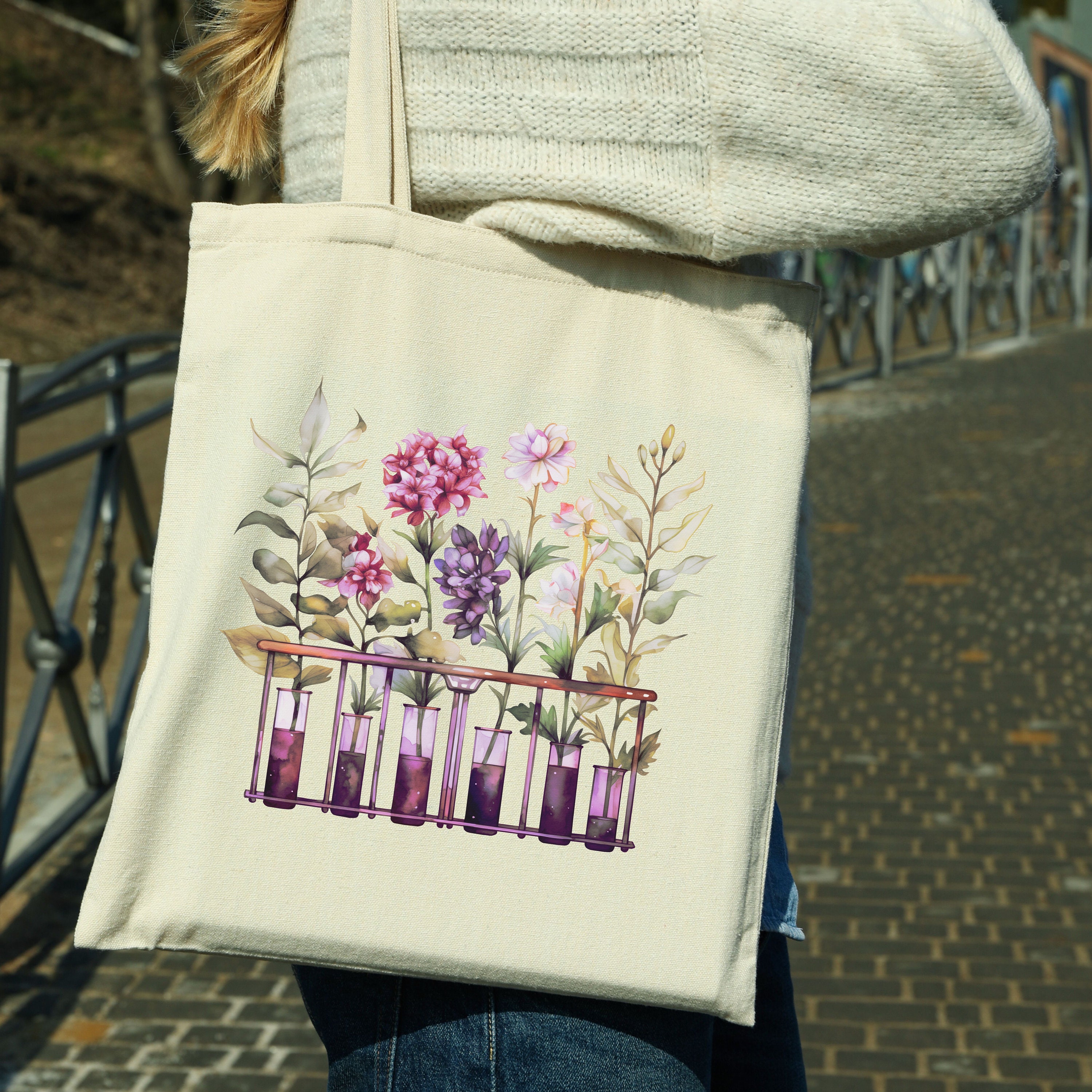 Floral Science Tote Bag Laboratory Science Teacher - Etsy
