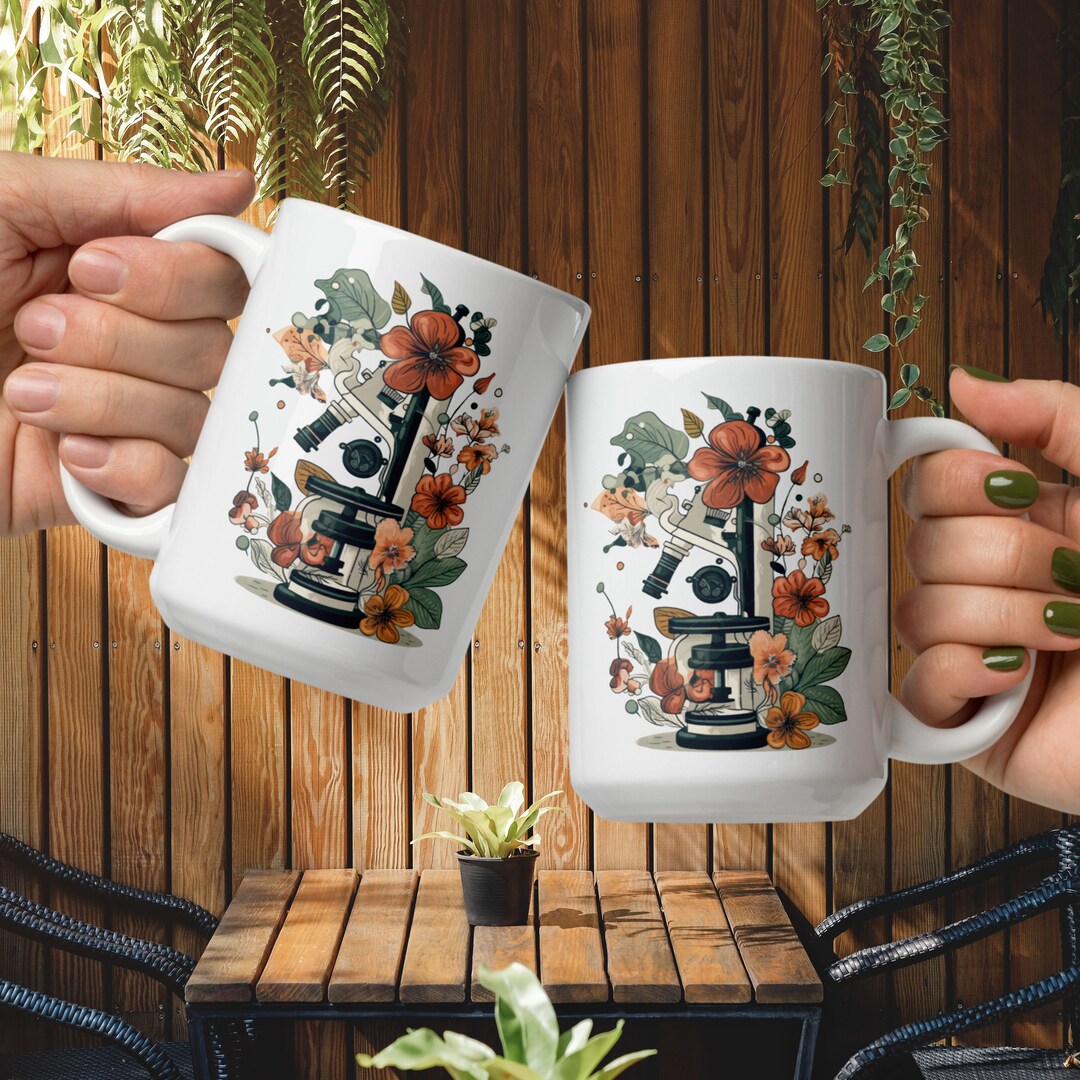 Floral Microscope Mug, Microbiology Gifts for Microbiologists, Biology ...