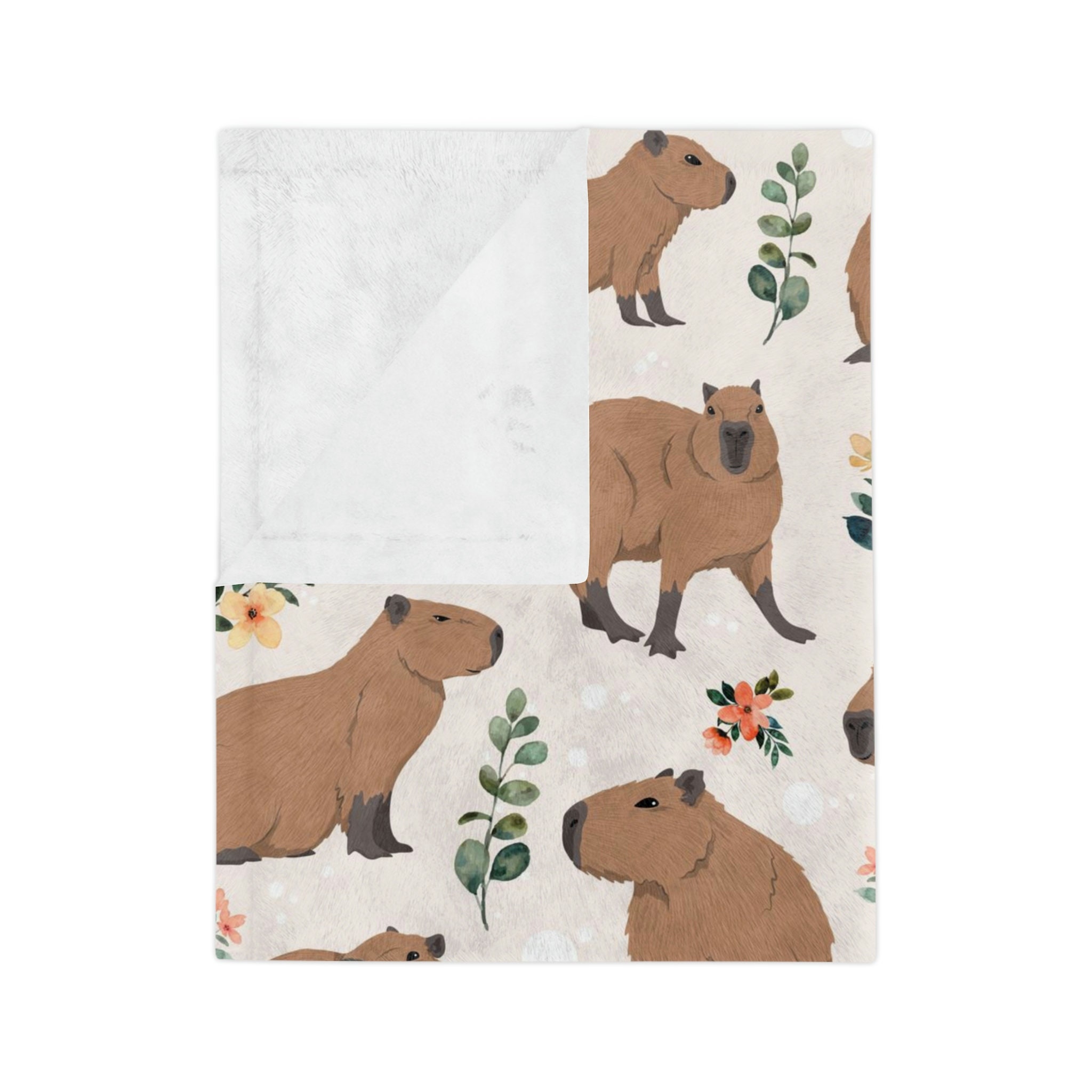 Capybara Baby Blanket Floral Minky Throw Blanket for - Etsy