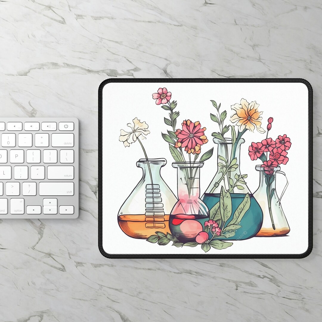 Chemistry Floral Beakers Mouse Pad, Laboratory Science Medical Lab ...