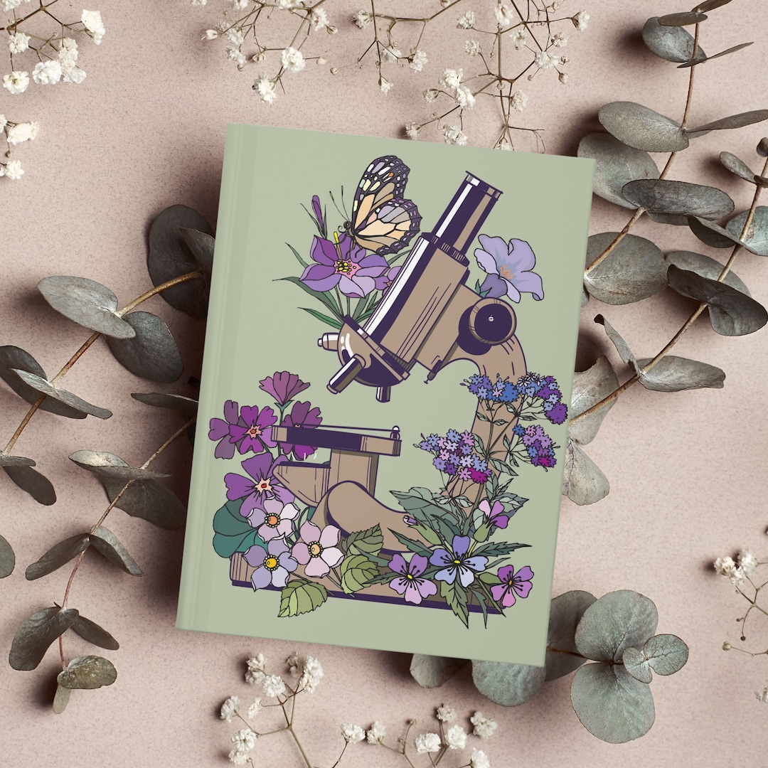 Microscope Microbiology Journal, Green Floral Notebook, Microbiologist ...