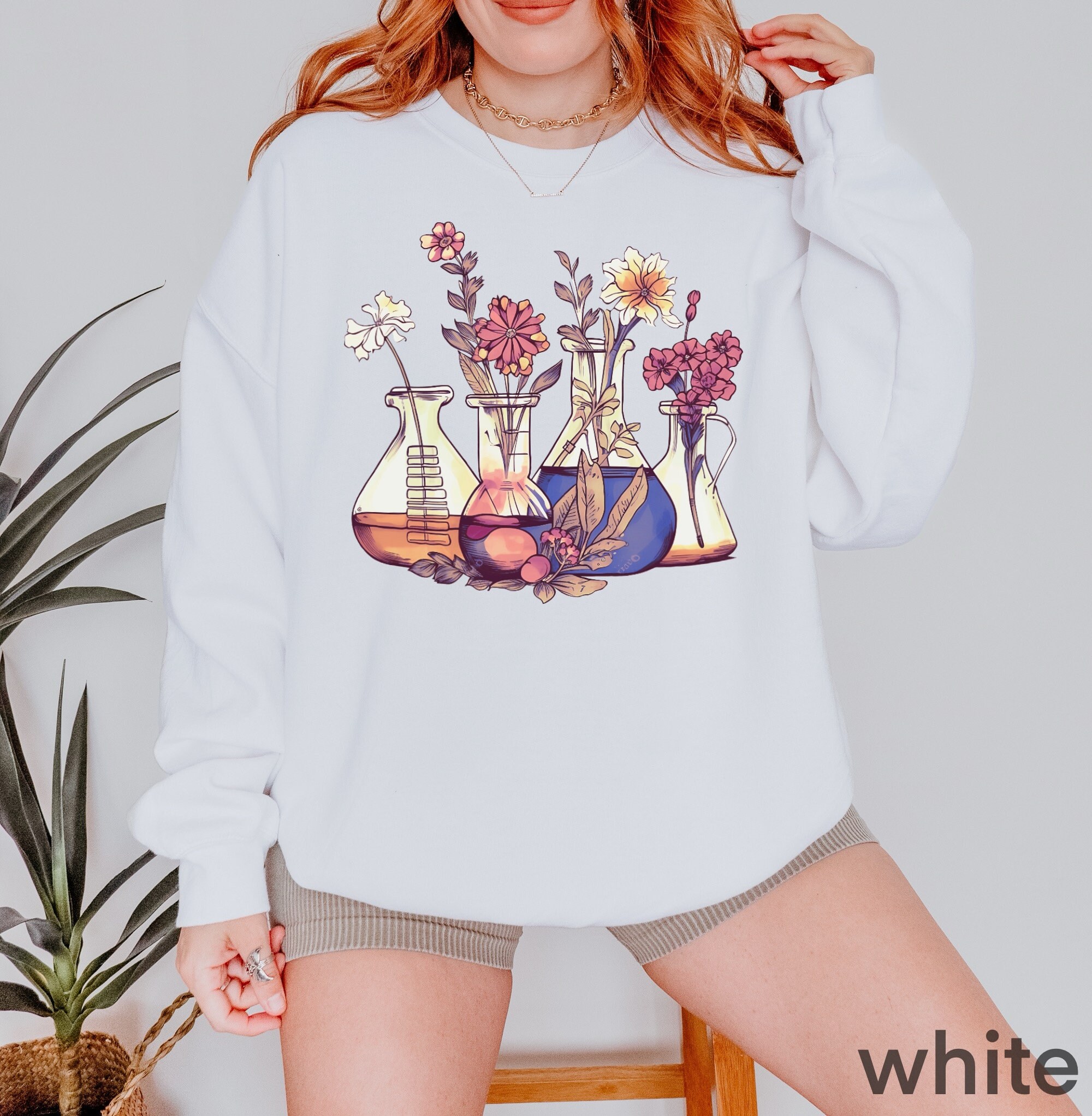 Floral Beakers Sweatshirt Laboratory Science Chemistry - Etsy UK
