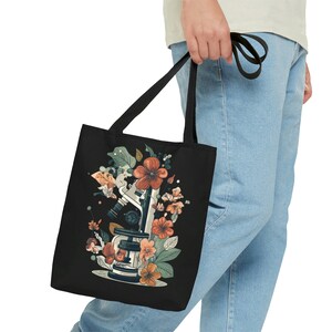 Floral Microscope Microbiology Tote Bag, Science Mom, Biology Teacher ...