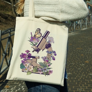 Microbiology Tote Bag, Microscope Canvas Tote for Microbiologist ...