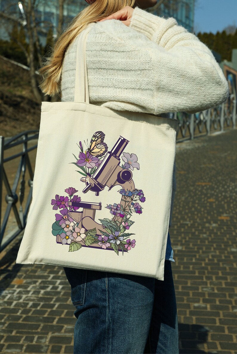Microbiology Tote Bag, Microscope Canvas Tote for Microbiologist ...