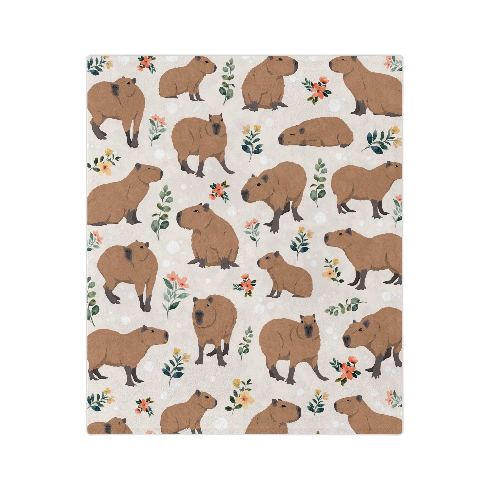 Capybara Baby Blanket Floral Minky Throw Blanket for - Etsy