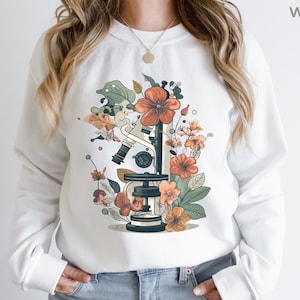 Microbiology Biology Sweatshirt, Lab Science Microscope Sweater ...