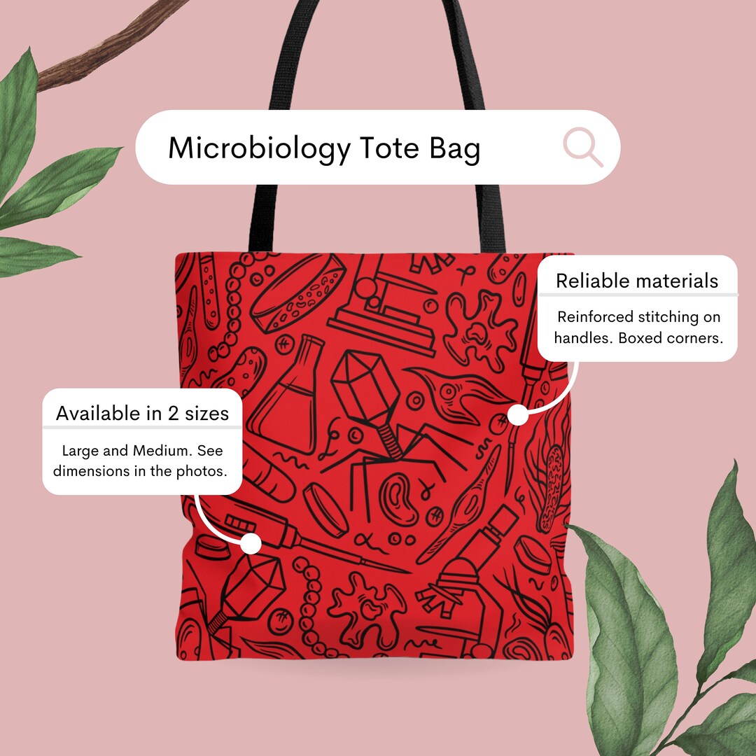 Microbiology Tote Bag, Microscopic Microorganisms Bacteria Viruses ...
