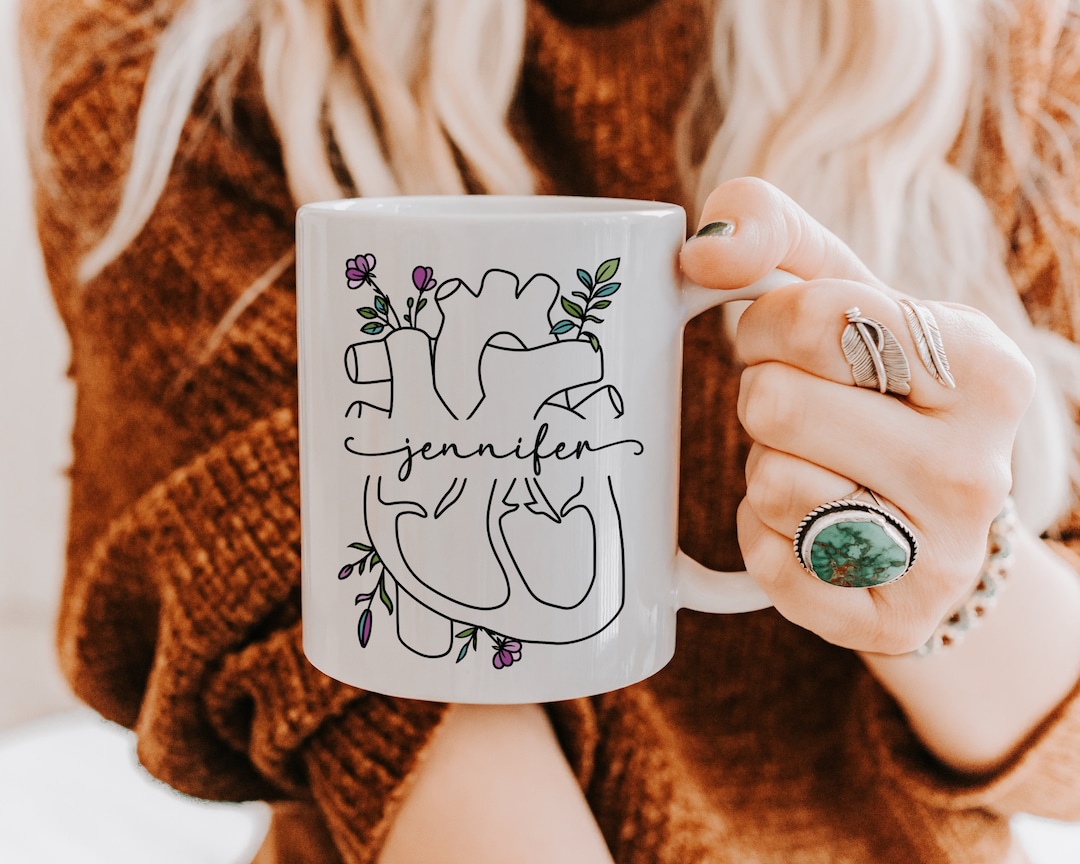 Personalized Heart Anatomy Mug, Cardiac ICU Nurse Coffee Mug, Custom ...