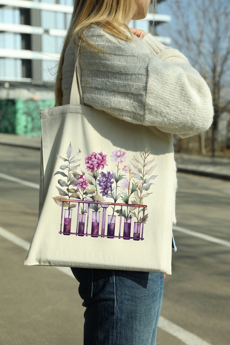 Floral Science Tote Bag Laboratory Science Teacher - Etsy