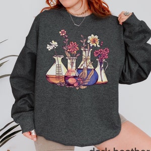 Floral Beakers Sweatshirt, Laboratory Science Chemistry Teacher Sweater ...