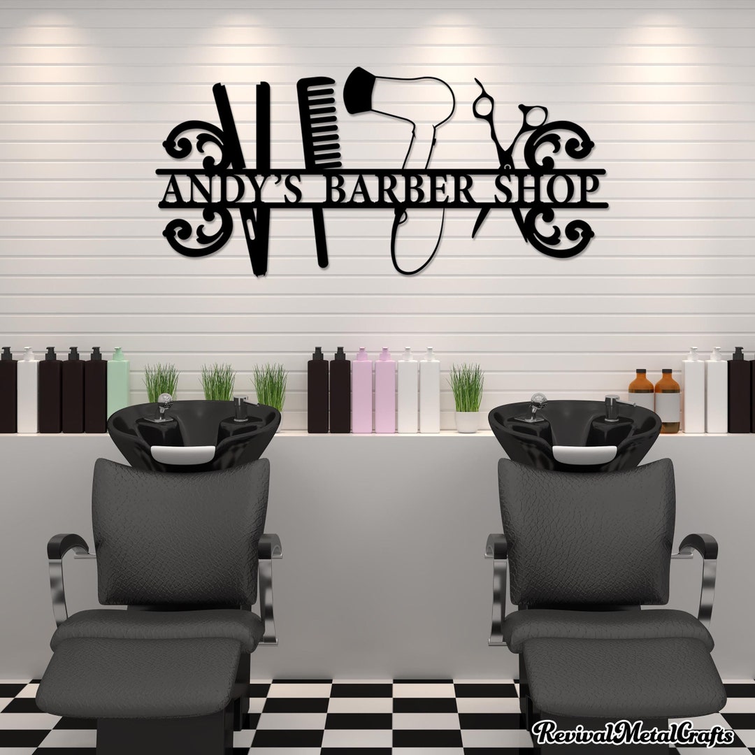 Personalized Barber Shop Metal Wall Art: Hairdresser Studio Decor - Etsy