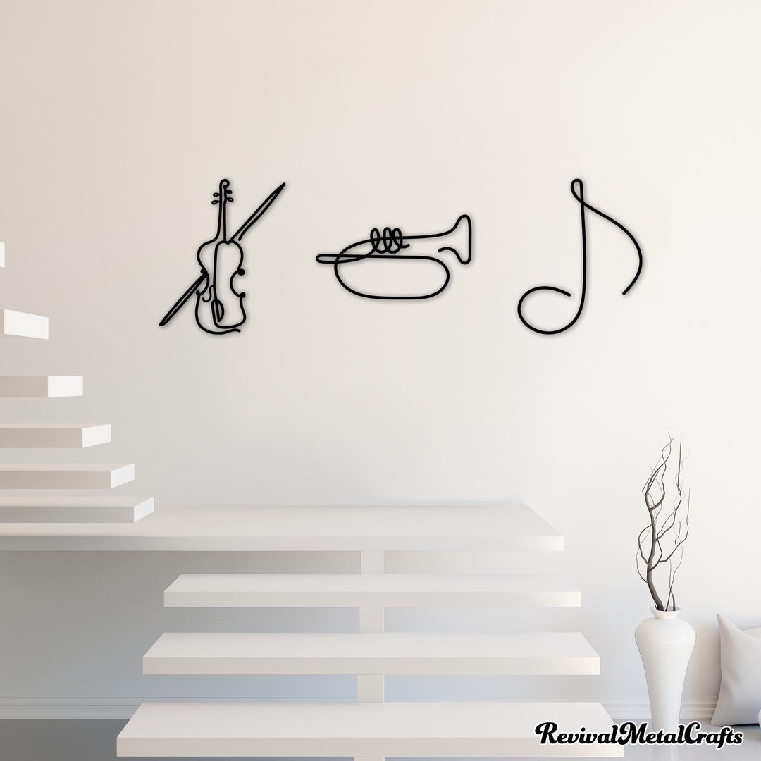 Musical Line Art, Music Wall Art, Trumpet Decor, Violin Art, Musical ...