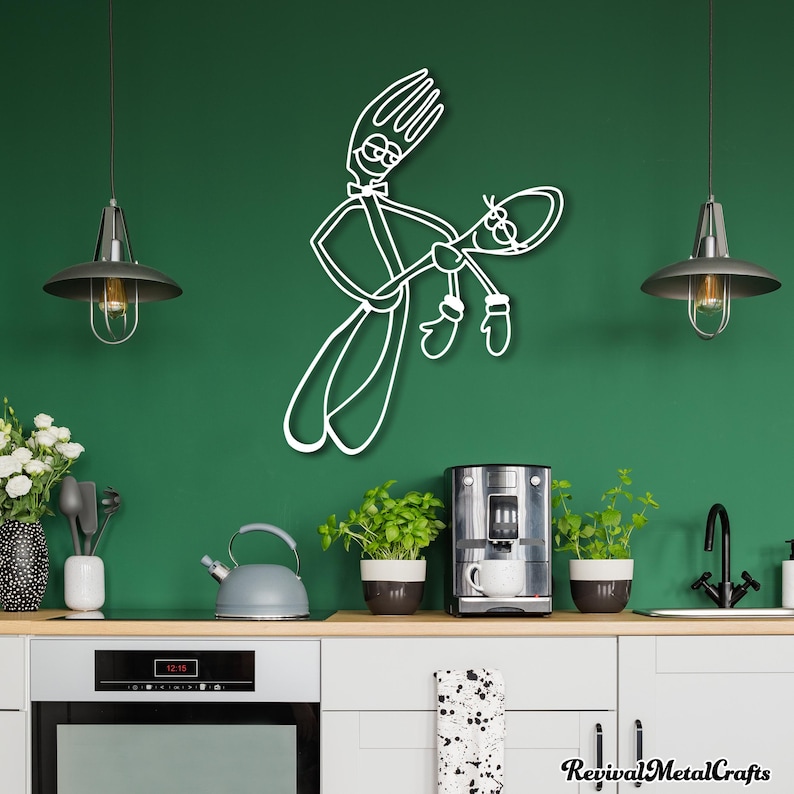 Funny Fork and Spoon Metal Wall Art, Minimalist Kitchen Decor - Etsy