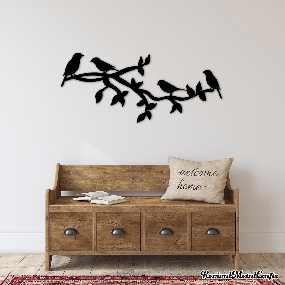 Bird Metal Wall Art, Tree Birds Wall Decor, Tree Branch Decor, Birds ...