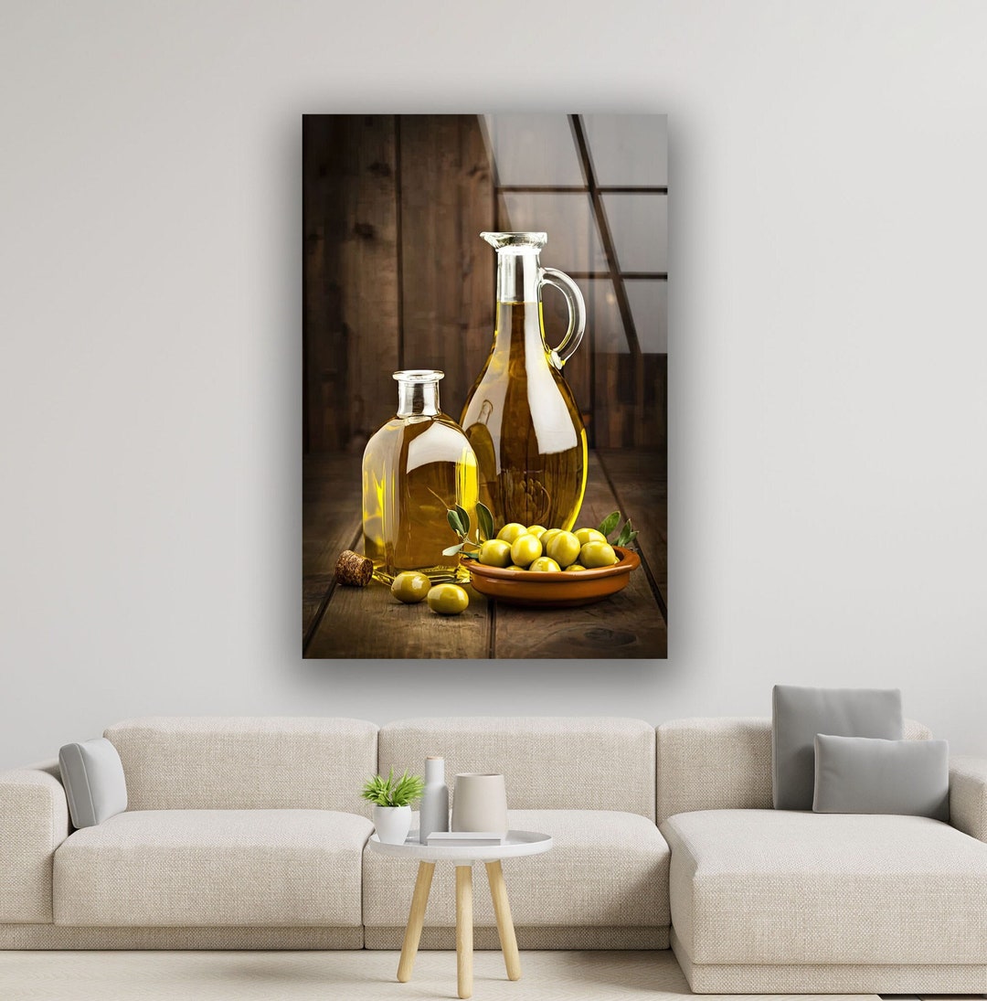 Tempered Glass Wall Art-kitchen Wall Art-glass Wall Decor-olive Oil ...