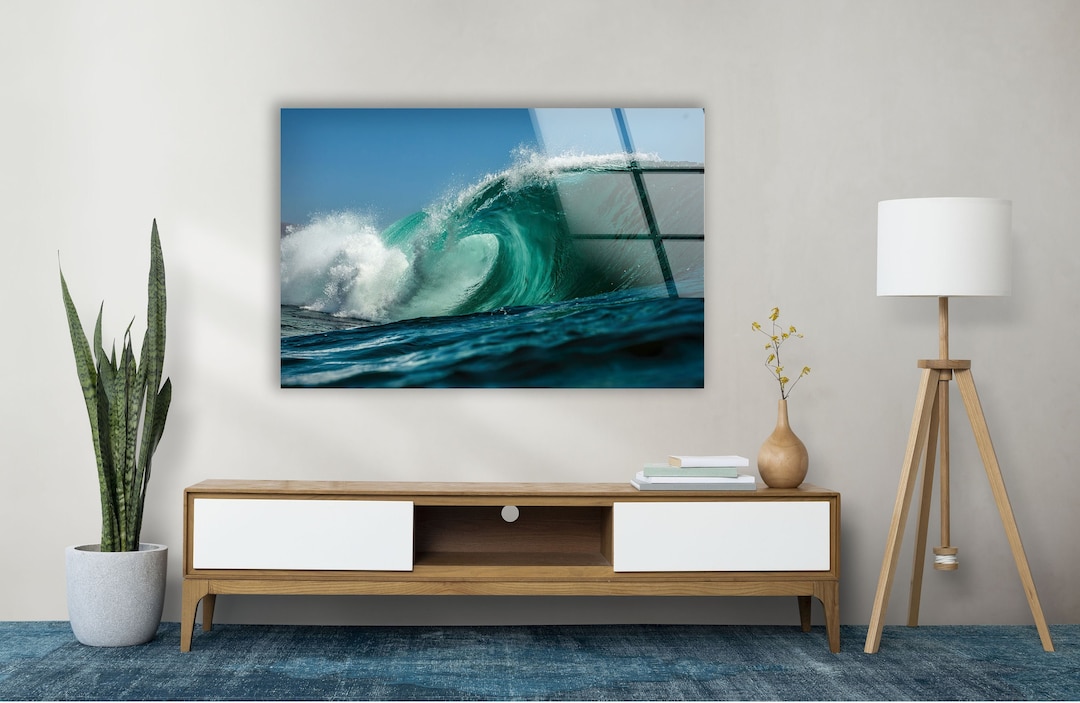 Tempered Glass Wall Art-wave Wall Decor-home Decor-large Wall Art Gifts ...