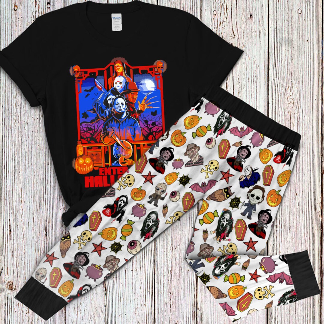 Funny Enter Halloween Horror Characters Pajamas Pajamas for - Etsy
