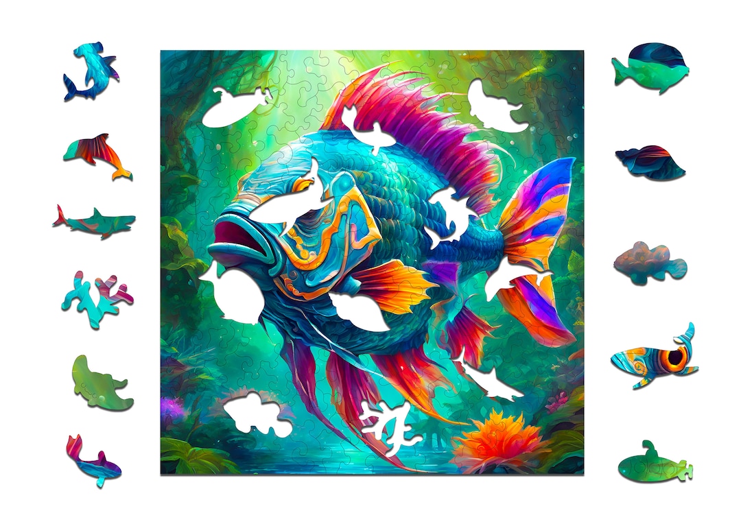 Wooden Jigsaw Puzzle FISH 145 Elements - Premium Unique Jigsaw Puzzles ...