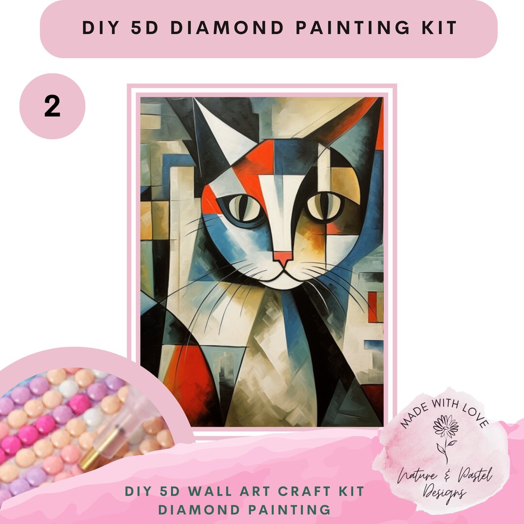 Picasso Style Cat Diamond Painting Kit – Unique Artful DIY Resin Art ...