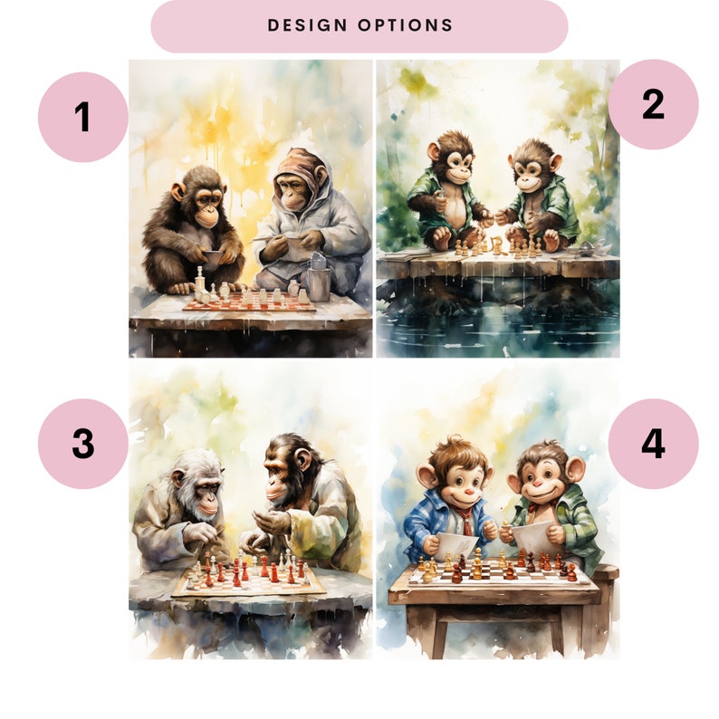 Chess Player Monkeys Paint by Numbers Kit for Adults, Unleash Your ...