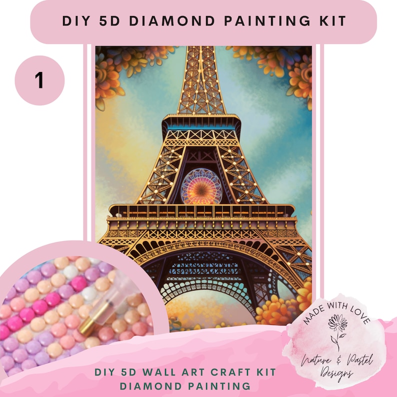 Eiffel Tower Mandala Diamond Painting Kit, Digital Art of Paris Craft ...