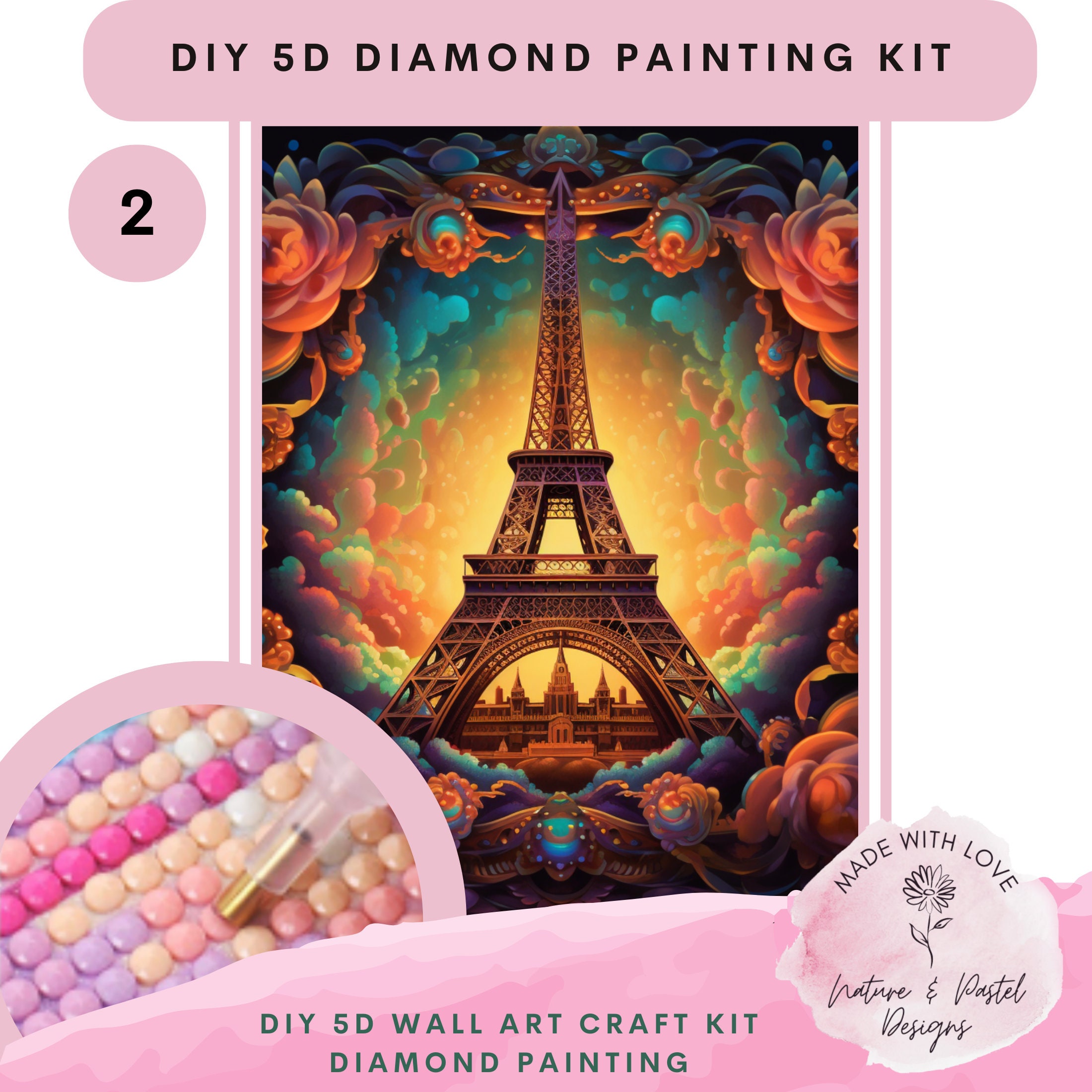 Eiffel Tower Mandala Diamond Painting Kit, Digital Art of Paris Craft ...