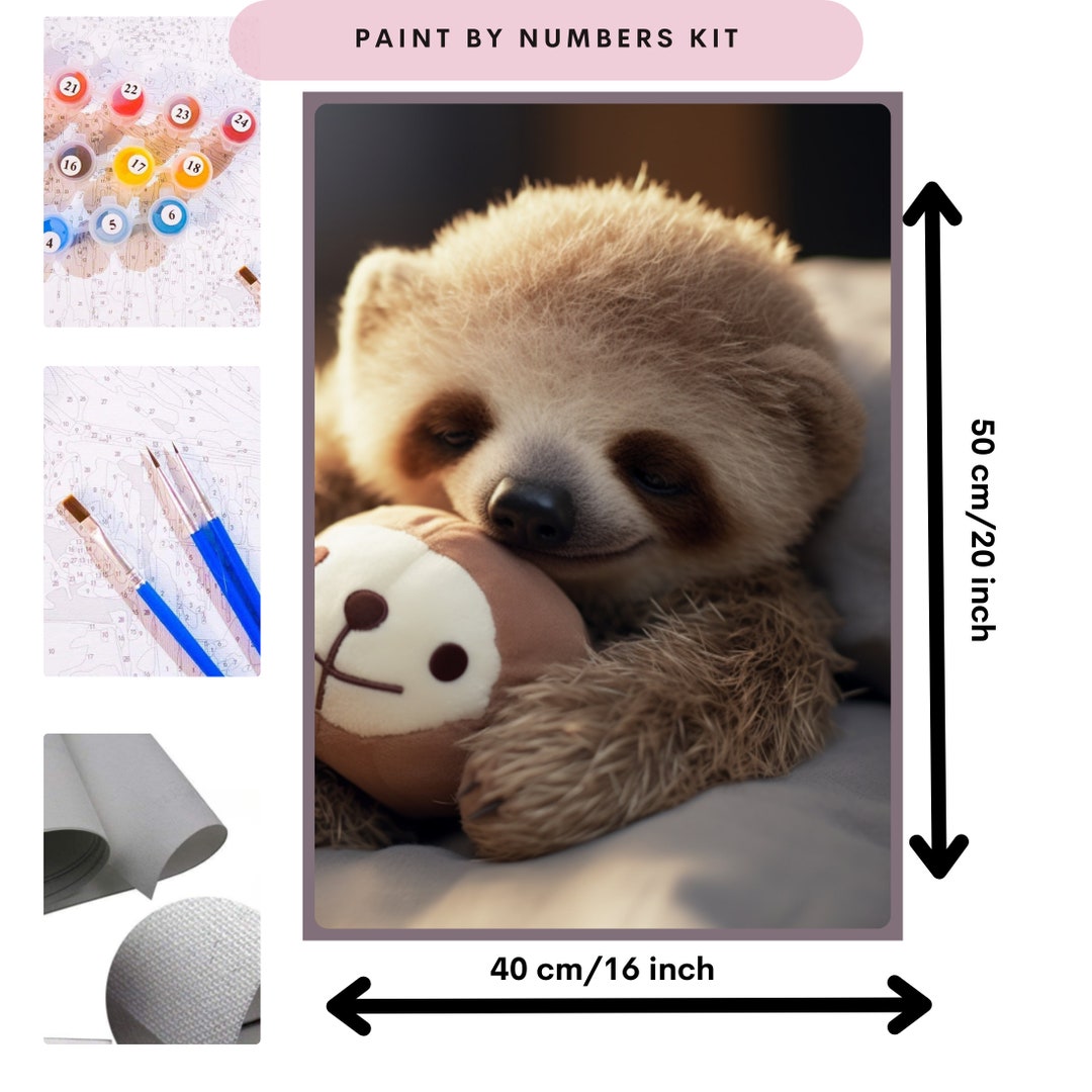 Cute Baby Sloth Painting Kit, Paint by Numbers Kit for Adults, Baby ...
