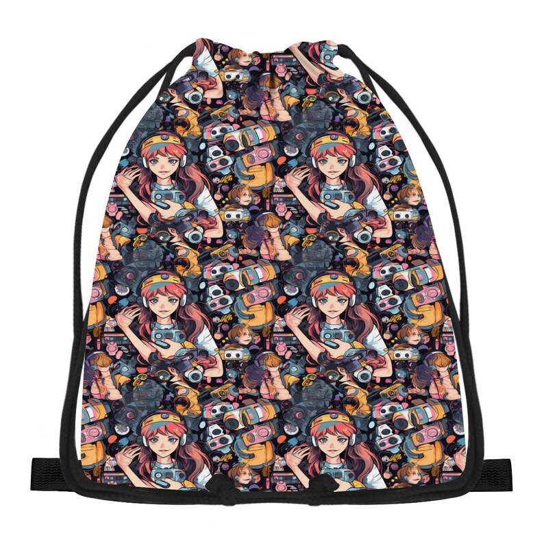 Gamer Anime Girl Drawstring Bag, Light Travelling Bag, Swimming Wet Bag ...
