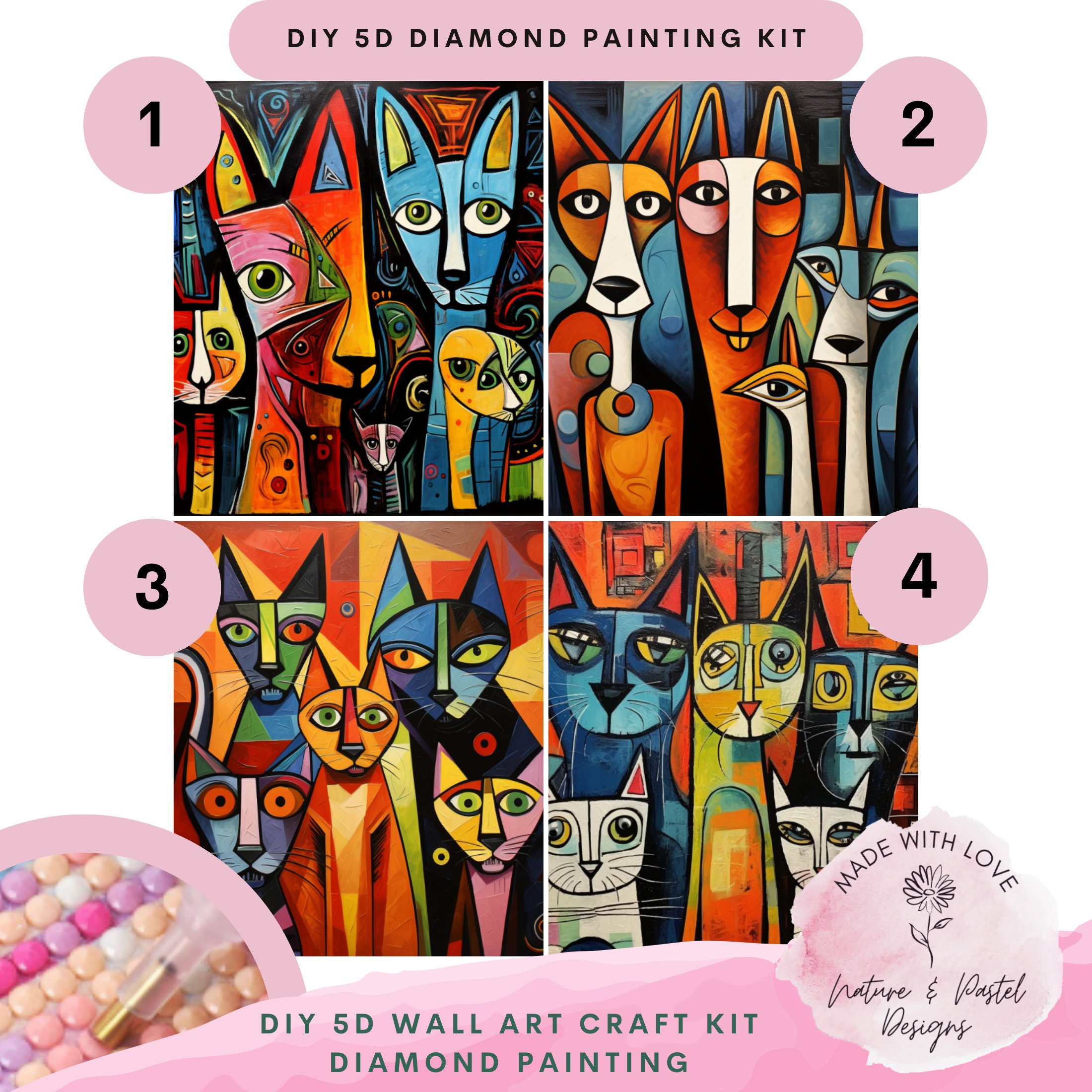 Cat Family by Picasso Diamond Painting Kit, Pablo Picasso Cats ...