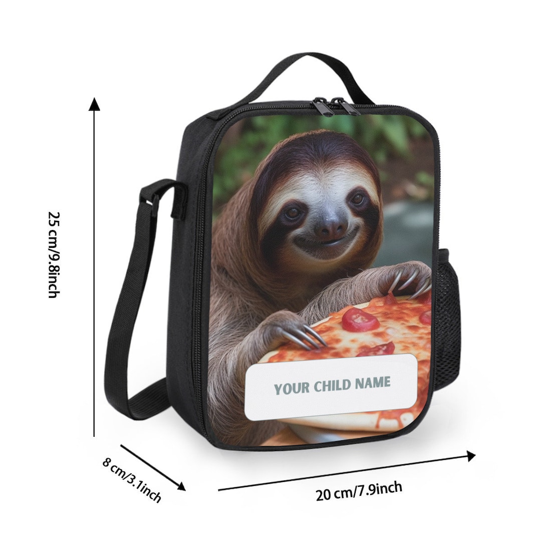 Cute Sloth Eating Pizza Insulated Lunch Bag, Cross Body Lunch Bag ...