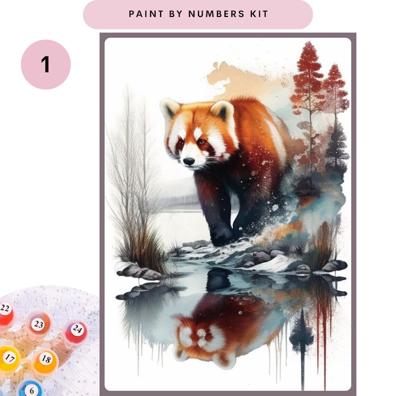 Red Panda Painting by Numbers, Painting Canvas Art Kit for Adults ...