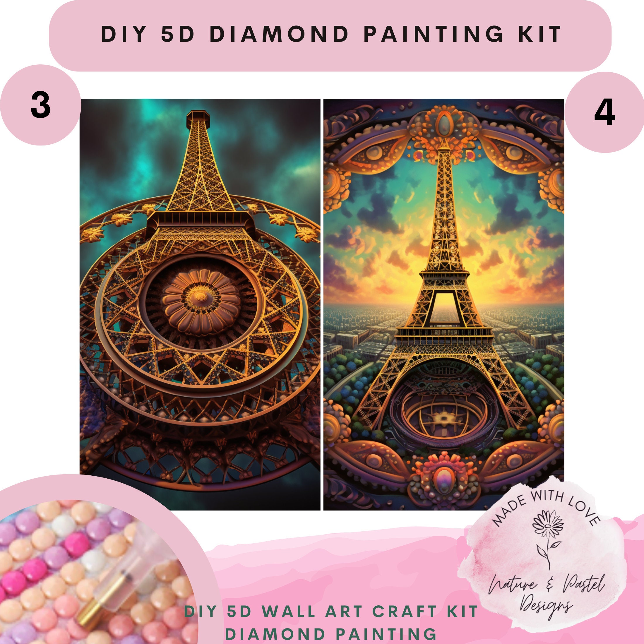 Eiffel Tower Mandala Diamond Painting Kit, Digital Art of Paris Craft ...
