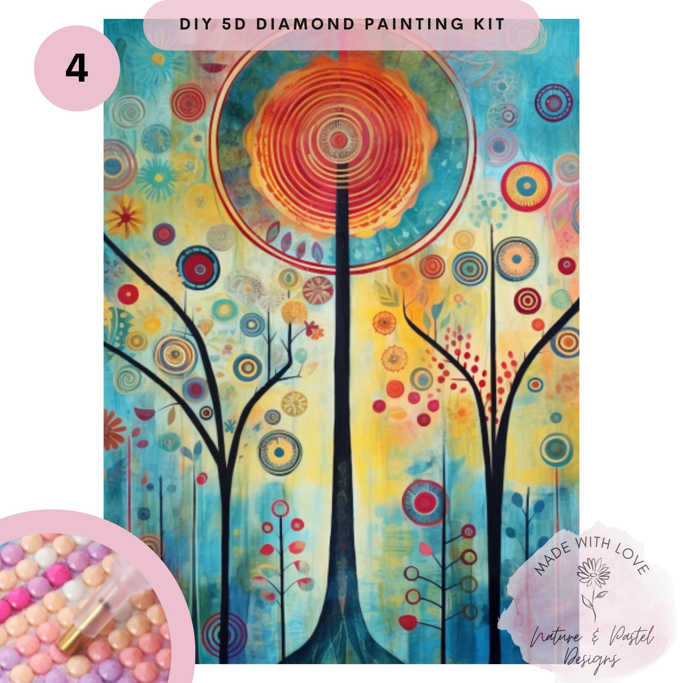 Bohemian Style Abstract Art 5D Diamond Painting Kit, Drill Crystal ...