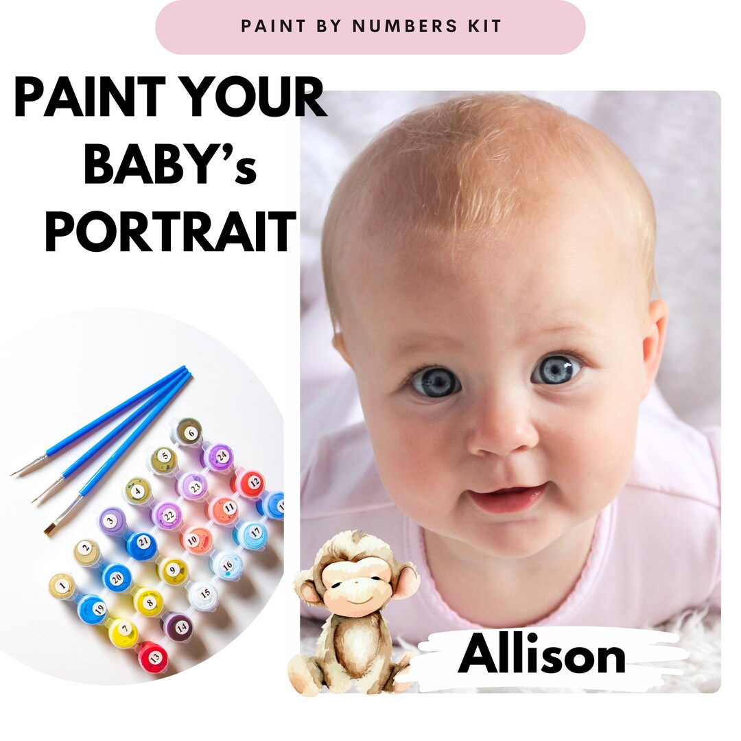 Paint Your Baby's Portrait With Paint by Numbers Kit, Personalized ...