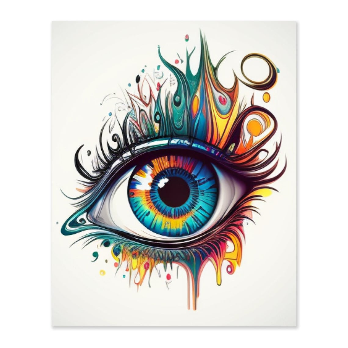 Surreal Colorful Eye Canvas Painting Kit, Abstract Eye Print Paint by ...