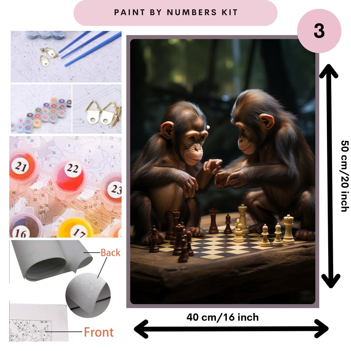 DIY Baby Monkeys Paint by Numbers Kit for Adults. Cute Baby Chimpanzees ...