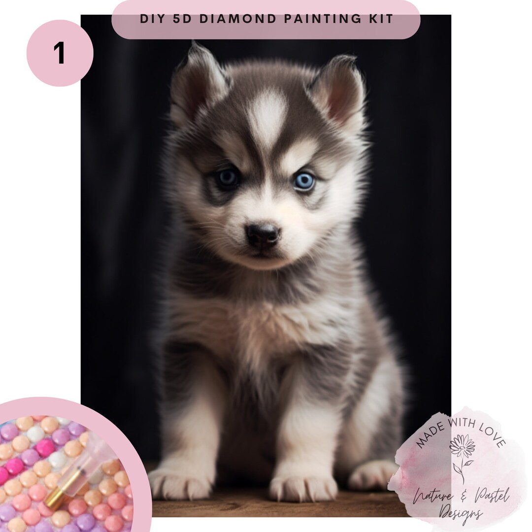 Baby Husky Dog Diamond Painting Kit, Adult Craft Kit for Dog Lovers ...