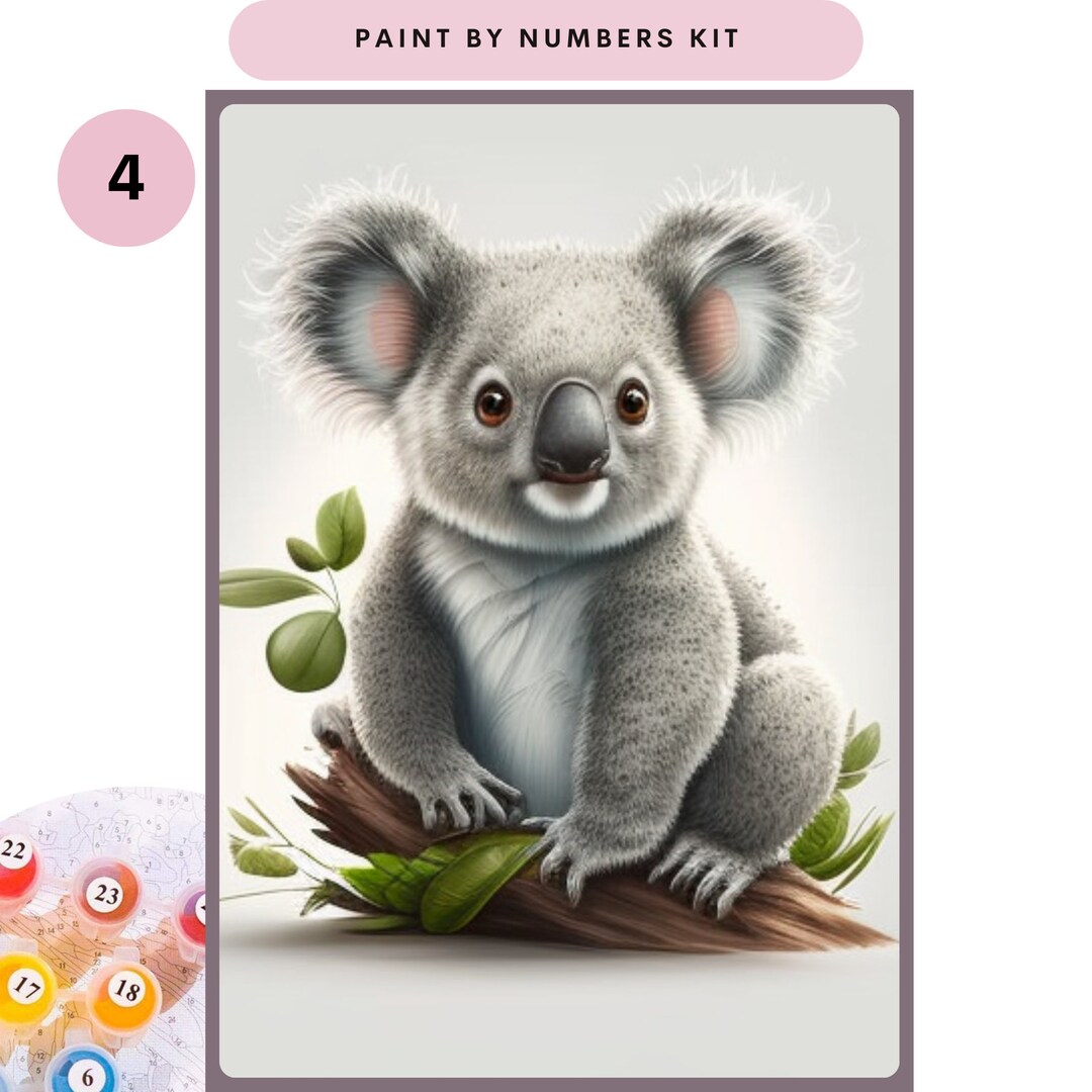 Cute Koala Number Painting Kit for Adults, Koala Coloring on Canvas Art ...