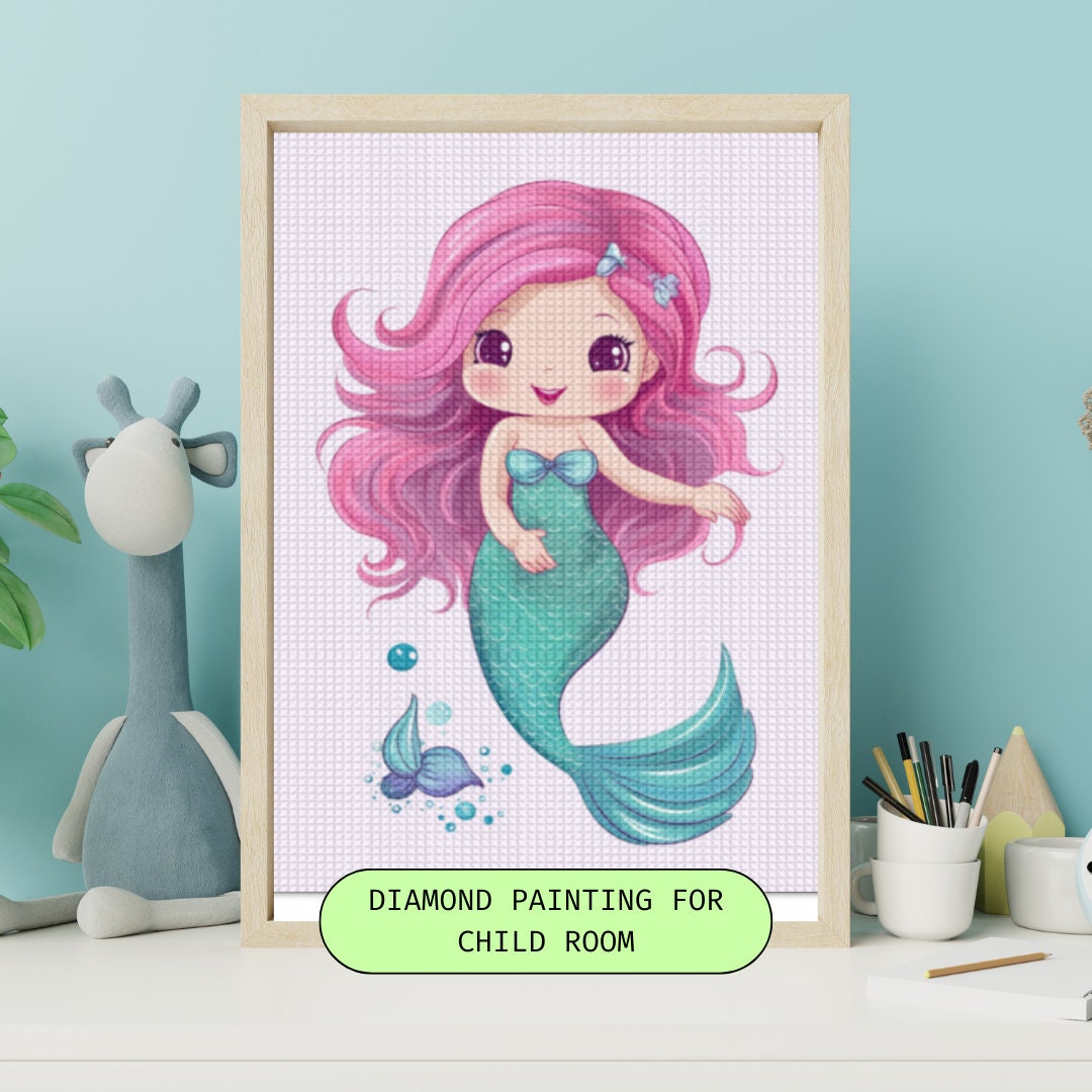Little Mermaid Wall Art for Child Room, Diamond Painting Kit for ...