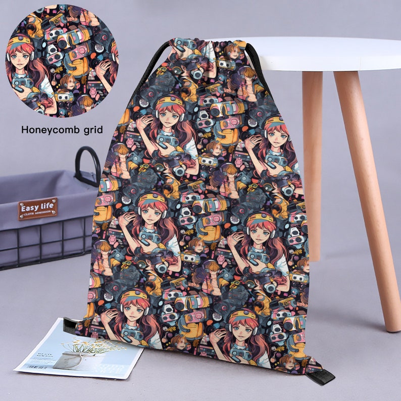 Gamer Anime Girl Drawstring Bag Light Travelling Bag - Etsy