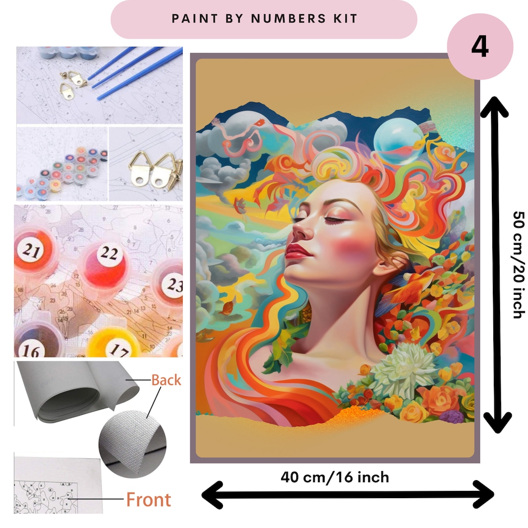 Surrealist Modern Art Number Painting Set, Paint by Numbers Kit of ...