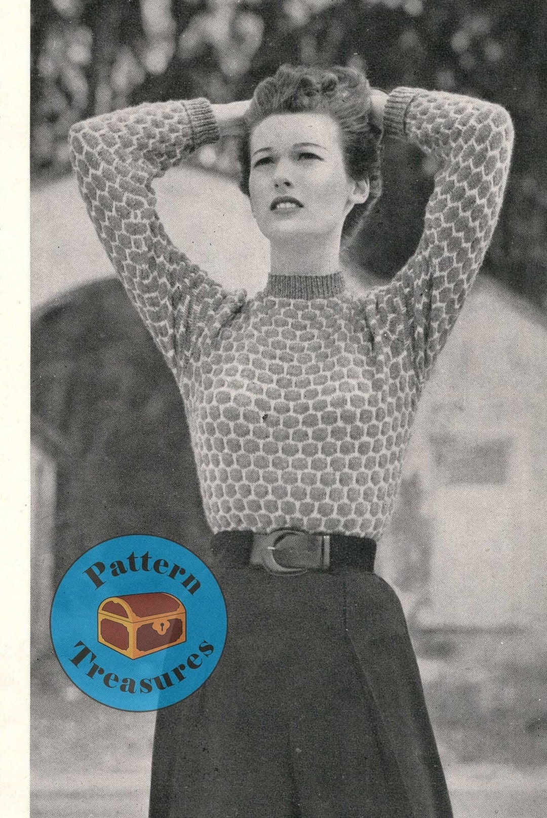 Vintage Vogue Honeycomb Sweater 1950s Knitting Pattern PDF - Etsy